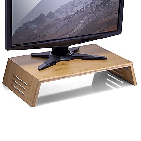 Officemate Bamboo Monitor Stand 2 1116 H x 17 916 W x 12 12 D Natural ...