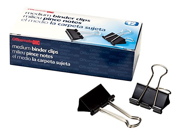 OIC Binder Clips Medium 1 14 Black Box Of 12 99050 - Office Depot