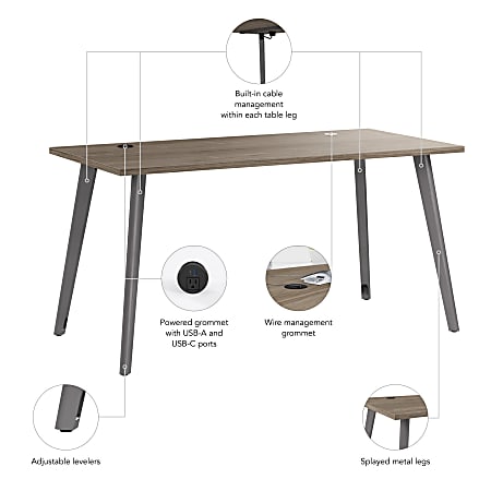 WorkPro Motiva 60 W Modern Office Desk With Metal Legs Modern Hickory ...