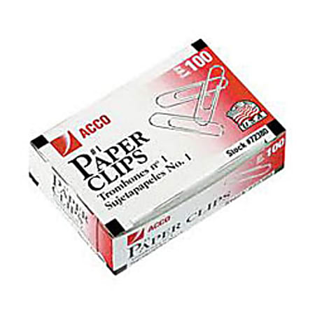 ACCO Economy Paper Clips 1000 Total Silver 100 Per Box Pack Of 10 Boxes ...