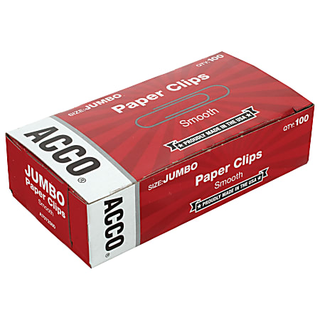 ACCO Economy Smooth Paper Clips 1000 Total Jumbo Silver 100 Per Box ...