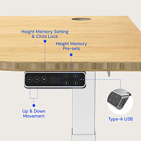FlexiSpot E7L 76 W L Shaped Electric Height Adjustable Standing Desk BambooWhite - Office Depot