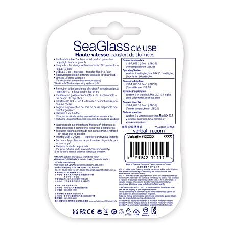 Verbatim SeaGlass USB 3.2 Gen 1 Flash Drive 64GB Gray 71273 - Office Depot