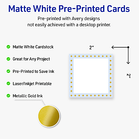 Avery Printable Cards With Sure Feed Technology 2 x 2 Matte White With ...