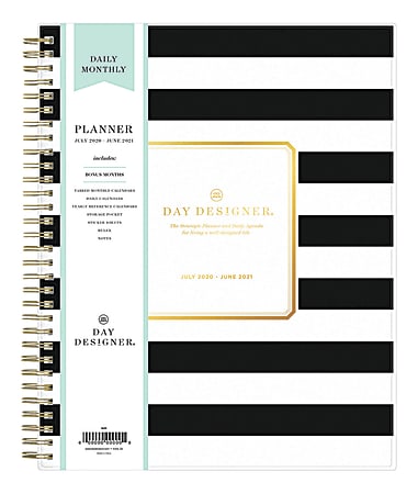 Blue Sky Day Designer DailyMonthly Planner 8 x 10 Black Stripe July ...