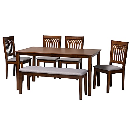 Baxton Studio Genesis Modern FabricFinished Wood 6 Piece Dining Set ...