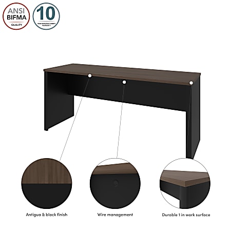 Bestar Connexion 72 W Narrow Computer Desk Shell AntiguaBlack - Office ...
