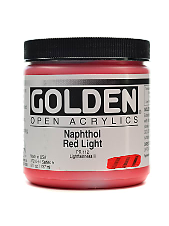 Golden OPEN Acrylic Paint 8 Oz Jar Naphthol Red Light - Office Depot