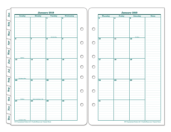 Franklin Planner Tabbed Refill 5 12 x 8 12 White January to December ...