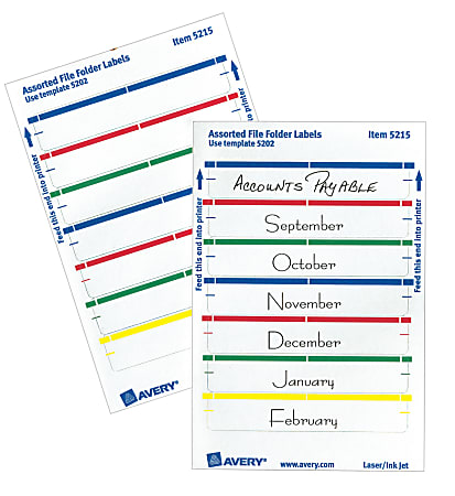 Avery File Folder Labels On 4 x 6 Sheet With Easy Peel 5215 Rectangle ...