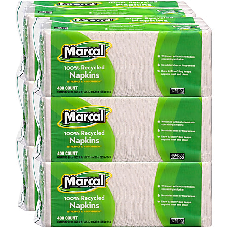 Marcal 1 Ply Luncheon Napkins 12 12 H x 11 14 W 100percent Recycled ...