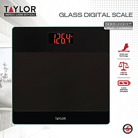 Taylor Precision Products Digital Glass Nonslip Platform Bathroom Scale ...