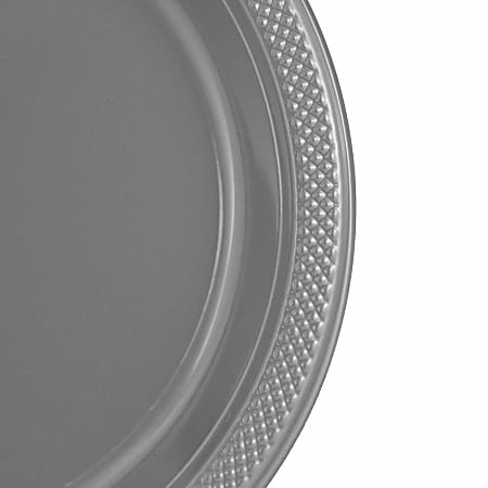 JAM PAPER Round Plastic Party Plates Large 10 14 inch Silver 20Pack ...