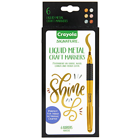 Crayola Signature Liquid Metal Craft Markers Assorted Colors Pack Of 6 ...