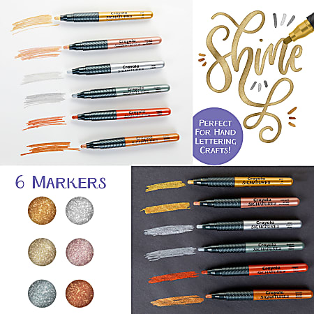 Crayola Signature Liquid Metal Craft Markers Assorted Colors Pack Of 6 ...