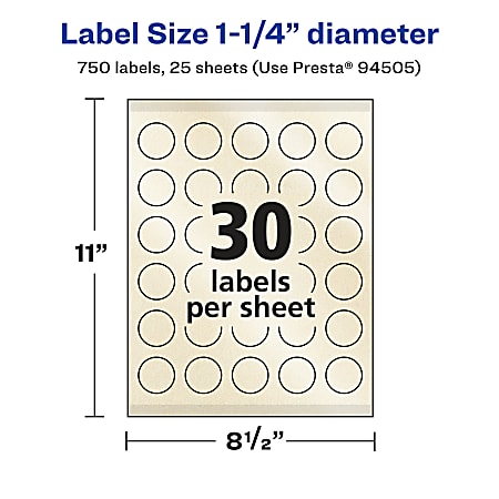 Avery Pearlized Permanent Labels With Sure Feed 94505 PIP25 Round 1 14 ...