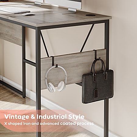 Bestier Reversible 60 W Corner Computer Desk With Storage Cabinet ...