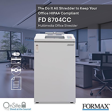 Formax OnSite FD 8704CC 45 Sheet Cross Cut Multimedia Office Shredder ...