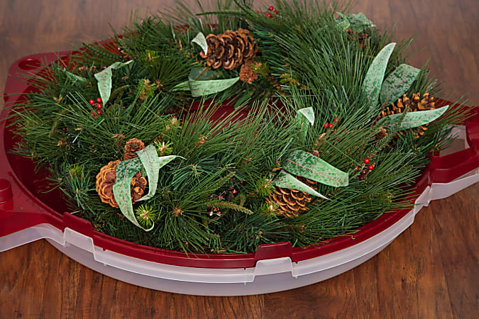 Iris Holiday Wreath Box 25 14 L x 6 12 W x 28 14 H ClearRed - Office Depot