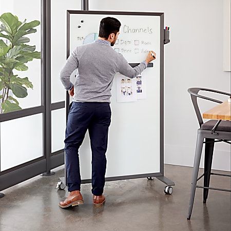 Vari Mobile Glass Non Magnetic Dry Erase Whiteboard 40 x 72 Steel Frame ...