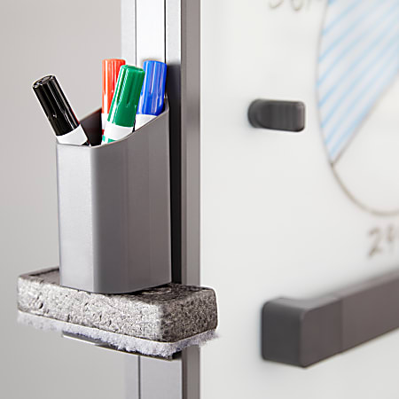 Vari Mobile Glass Non-Magnetic Dry-Erase Whiteboard, 40" x 72", Steel ...