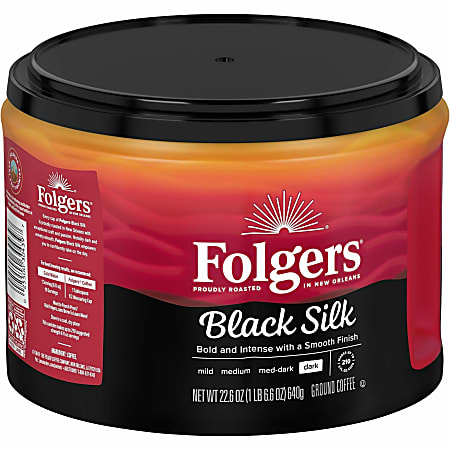 Folgers Black Silk Ground Canister Coffee Dark Roast Case Of 6 24.2 Oz ...