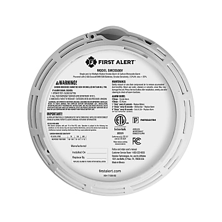 First Alert Interconnect Battery Operated 2 In 1 Smoke And CO Alarm ...