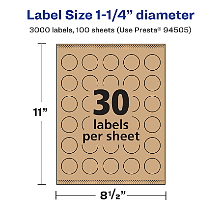 Avery Kraft Permanent Labels With Sure Feed 94505 KMP100 Round 1 14 ...
