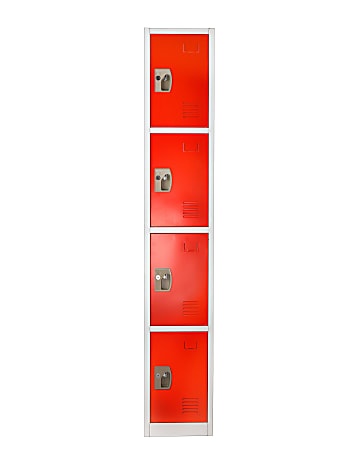 Alpine AdirOffice 4 Tier Steel Locker 72 H x 12 W x 12 D Red - Office Depot