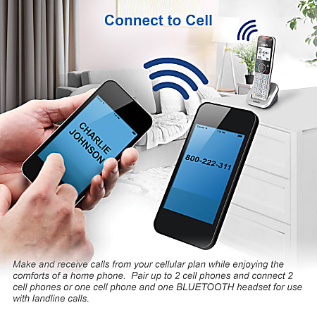 VTech Bluetooth DECT 6.0 Expandable Cordless Phone With Connect to Cell ...