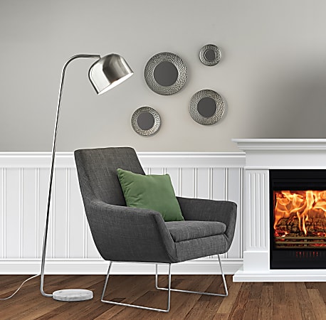 Adesso Cora Floor Lamp 60 H Brushed SteelWhite Marble - Office Depot