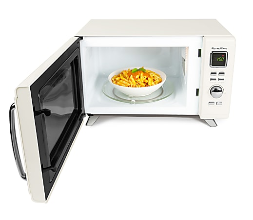 Nostalgia Mid Century Retro Microwave 0.9 Cu. Ft. Cream - Office Depot