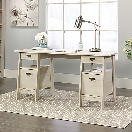 Sauder Trestle 59 W Executive Computer Desk Chalked Chestnut - Office Depot