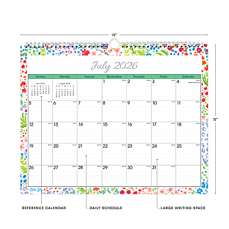 Wall Calendar BS Ditsy Dapple Light 15x12 AY26 27 Monthly Safety ...