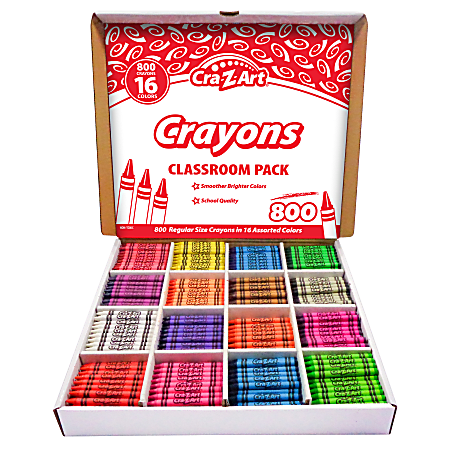 Cra Z Art Crayons Class Pack Standard 8 Assorted Colors Pack Of 800 ...