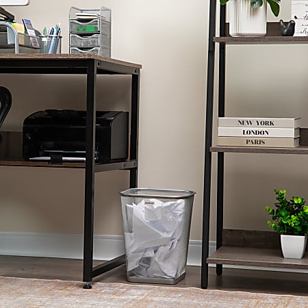Mind Reader Metal Trash Can Square Waste Paper Basket 12 14 H x 9 34 W ...