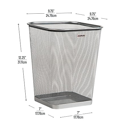Mind Reader Metal Trash Can Square Waste Paper Basket 12 14 H x 9 34 W ...