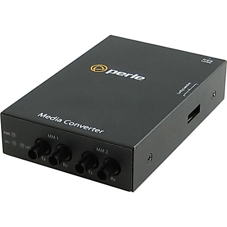 Perle S 100MM M2ST2 Transceiver 2 x ST Ports 100Base FX 1.24 Mile Rail ...