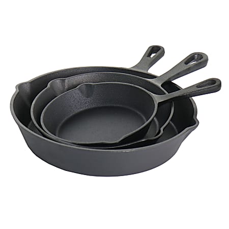 Gibson Home Brickstone 3 Piece Pre Seasoned Cast Iron Skillet Set Black ...