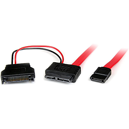 StarTech.com 0.5m Slimline SATA Female to SATA with SATA Power Cable ...