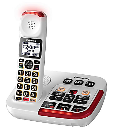 Panasonic Amplified Cordless Phone With Answering Machine White KX ...