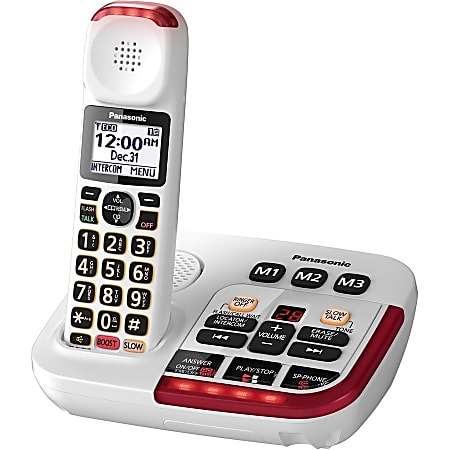 Panasonic Amplified Cordless Phone With Answering Machine White KX ...