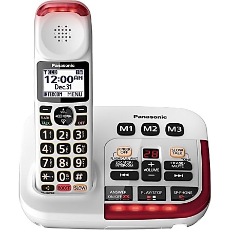 Panasonic Amplified Cordless Phone With Answering Machine White KX ...