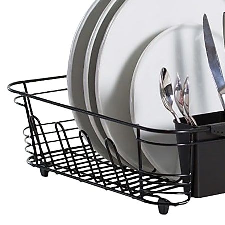Better Houseware 2 Piece Dish Drainer 5 H x 13 W x 14 12 D Black ...