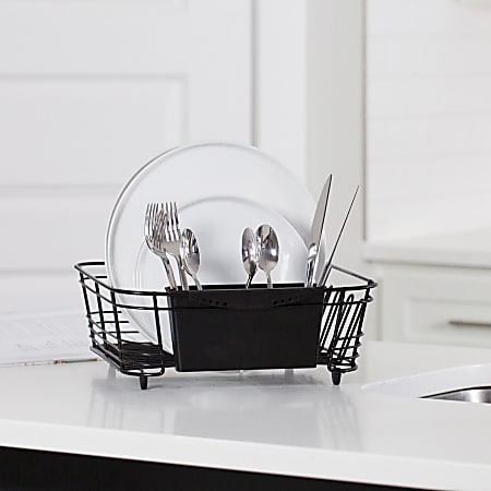 Better Houseware 2 Piece Dish Drainer 5 H x 13 W x 14 12 D Black ...