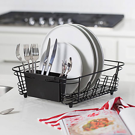 Better Houseware 2 Piece Dish Drainer 5 H x 13 W x 14 12 D Black ...