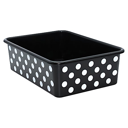 Teacher Created Resources Plastic Storage Bin Large White Polka Dots on ...