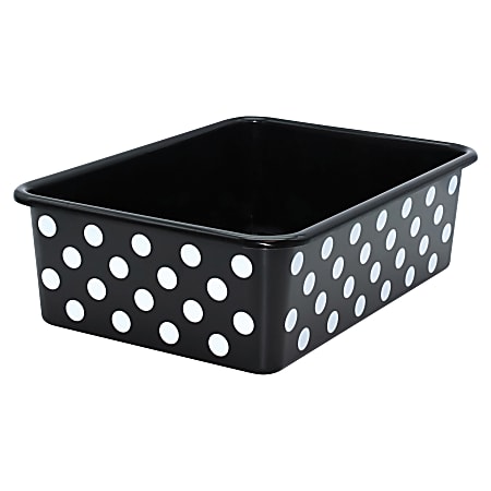 Teacher Created Resources Plastic Storage Bin Large White Polka Dots on ...
