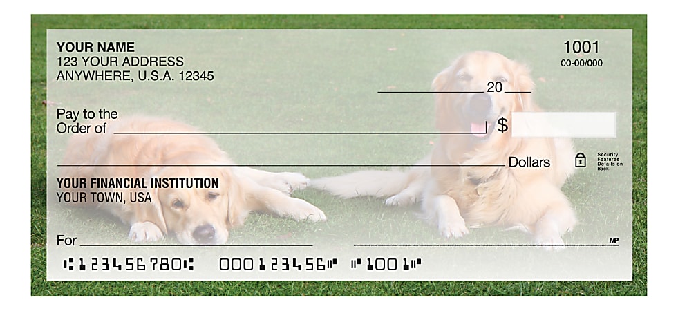 Custom Personal Wallet Checks 6 x 2 34 Duplicates Golden Retriever Box ...