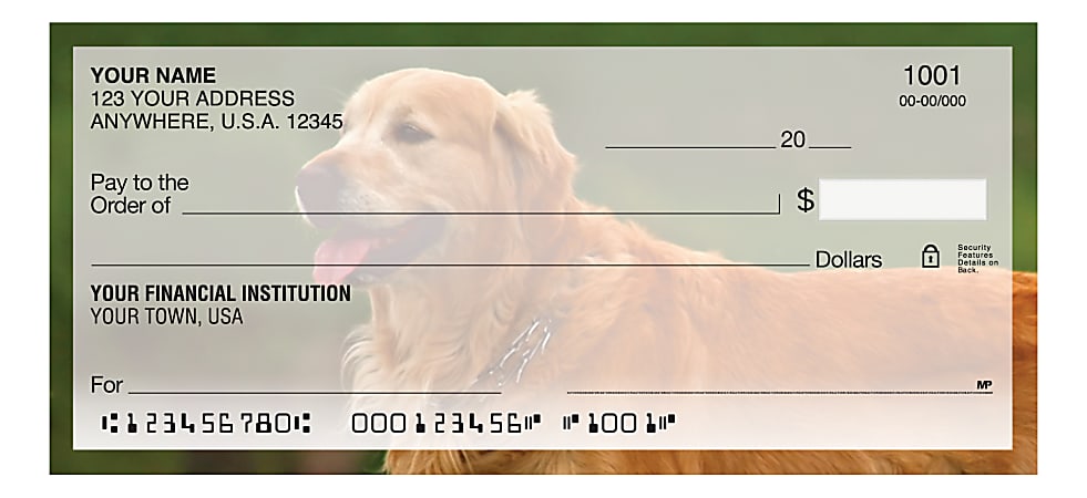 Custom Personal Wallet Checks 6 x 2 34 Duplicates Golden Retriever Box ...